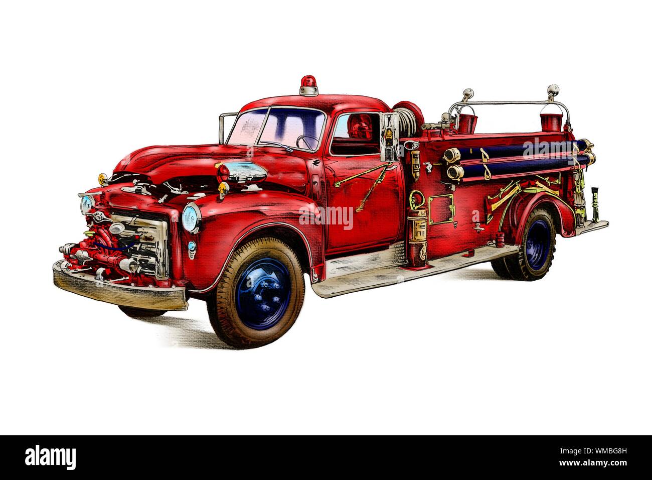 Antique Fire Truck Drawings