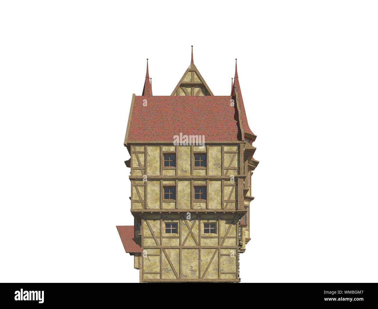 3D Illustration Fairy Tale Buildings Isolated on White Background Stock ...