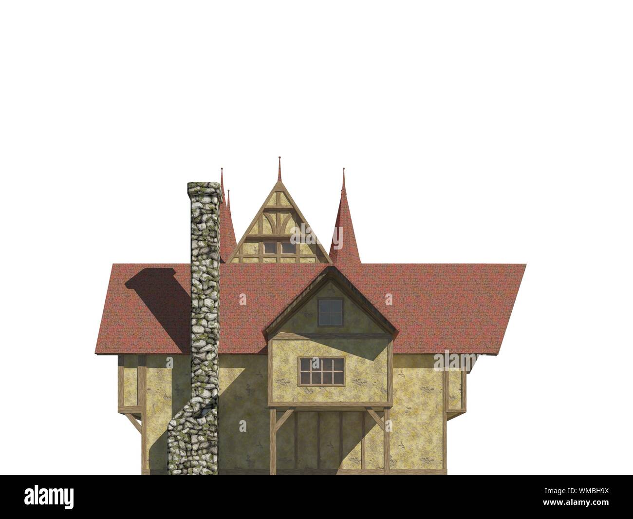 3D Illustration Fairy Tale Buildings Isolated on White Background Stock ...
