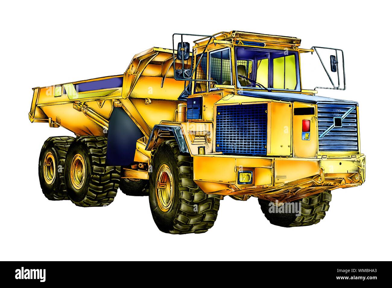 Dump truck illustration drawing art Stock Photo - Alamy