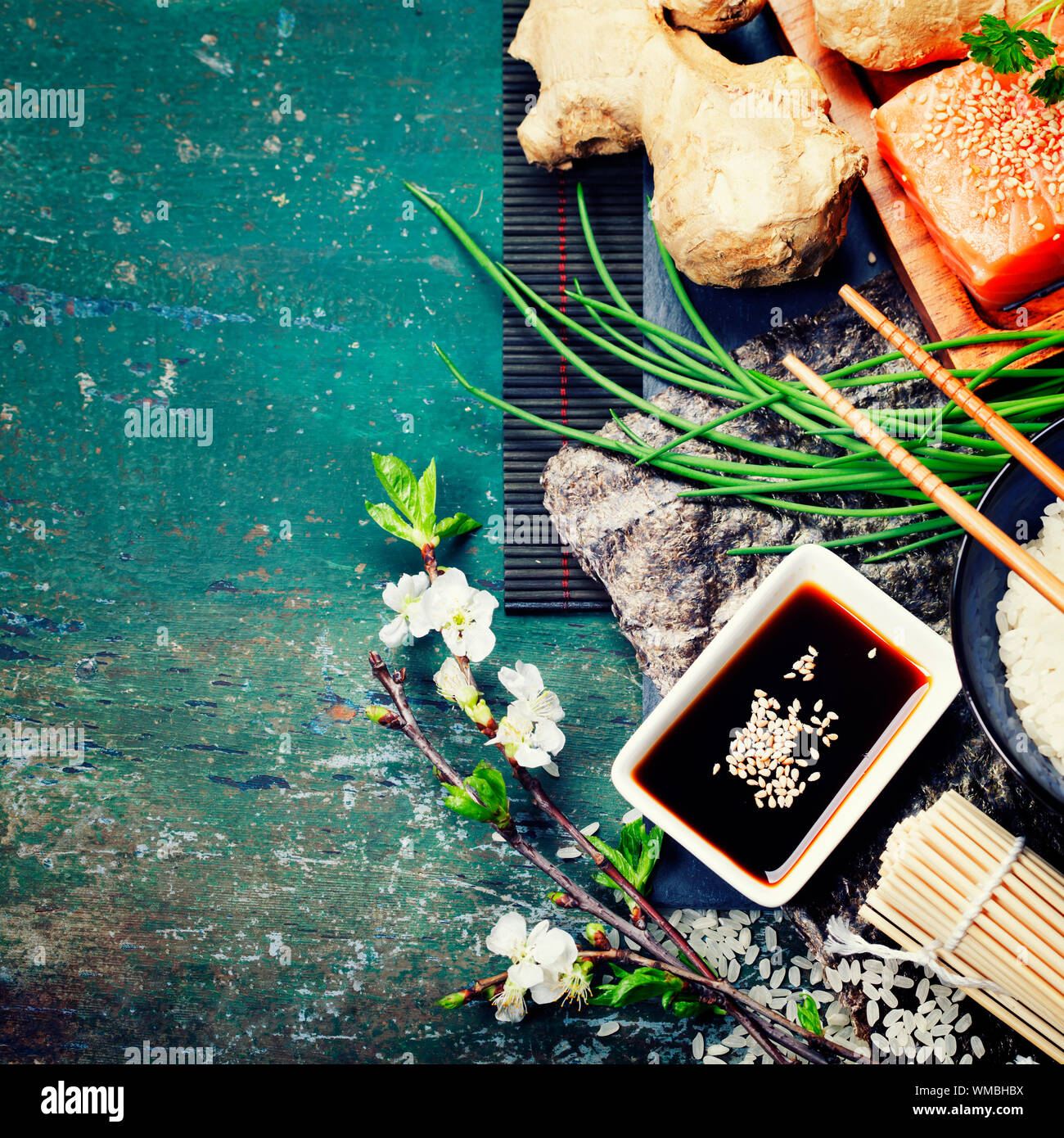 Asian food background Stock Photo - Alamy