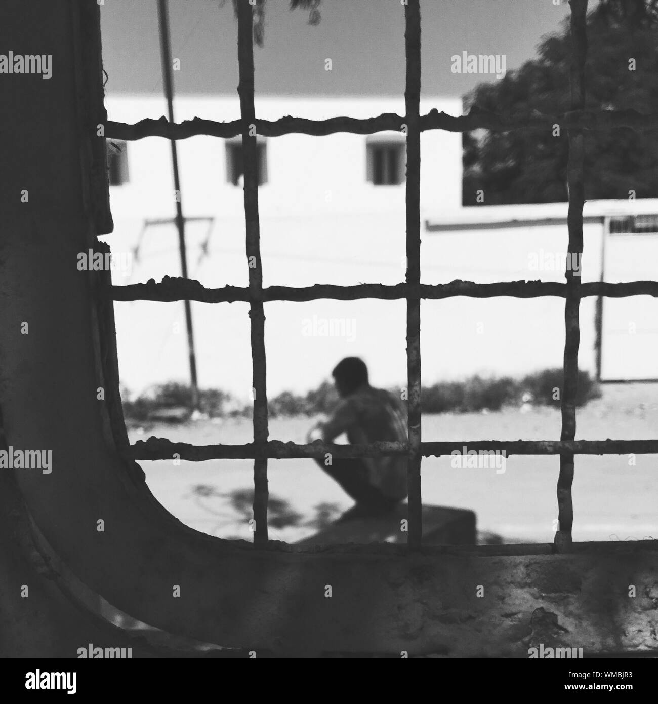 Seen through window Black and White Stock Photos & Images - Alamy