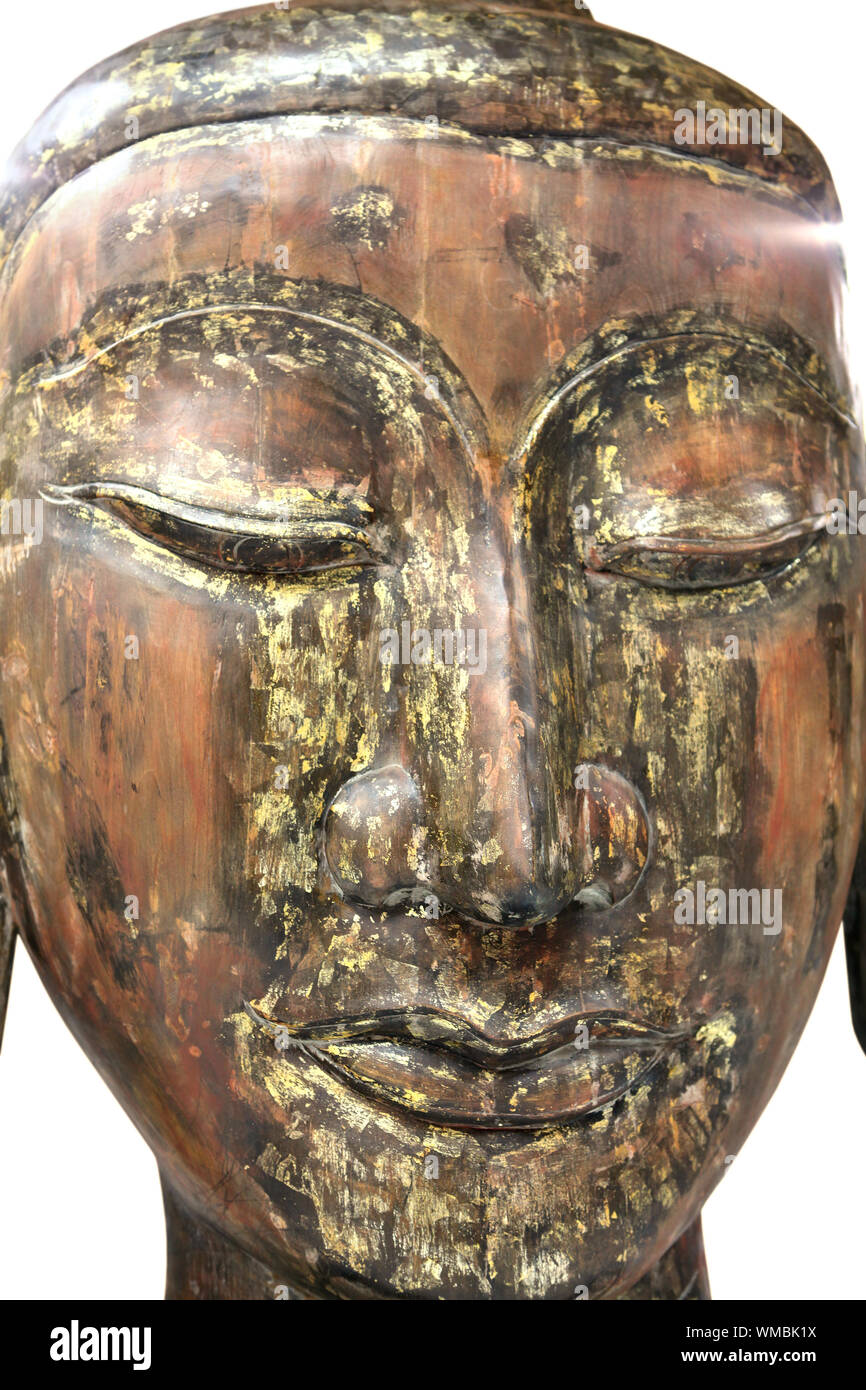 Face of the ancient stone Buddha close up Stock Photo - Alamy
