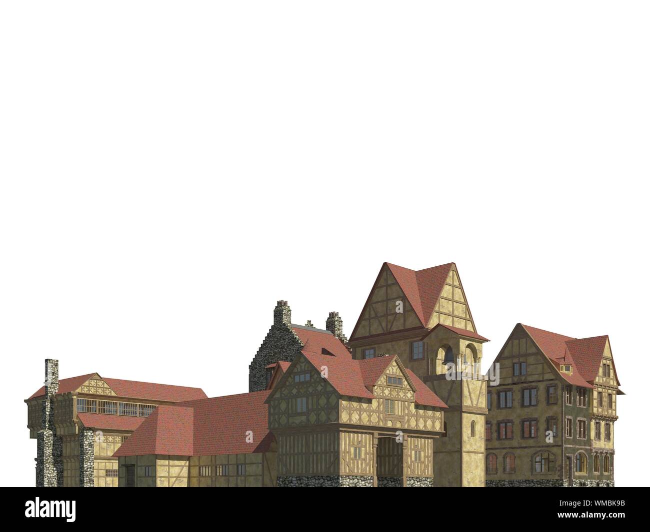 3D Illustration Fairy Tale Buildings Isolated on White Background Stock ...