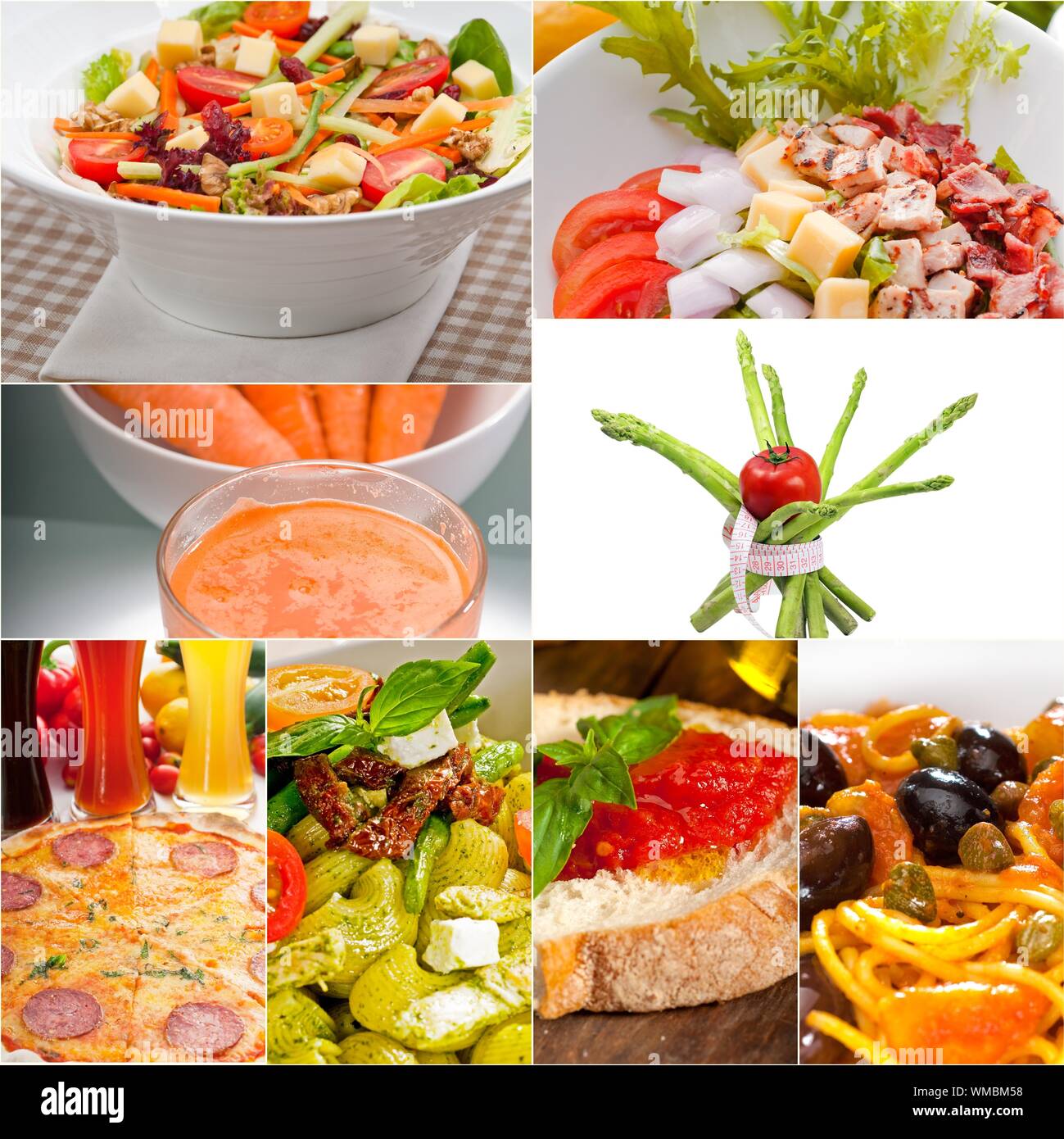 healthy Vegetarian vegan food collage nested on white frame Stock Photo ...