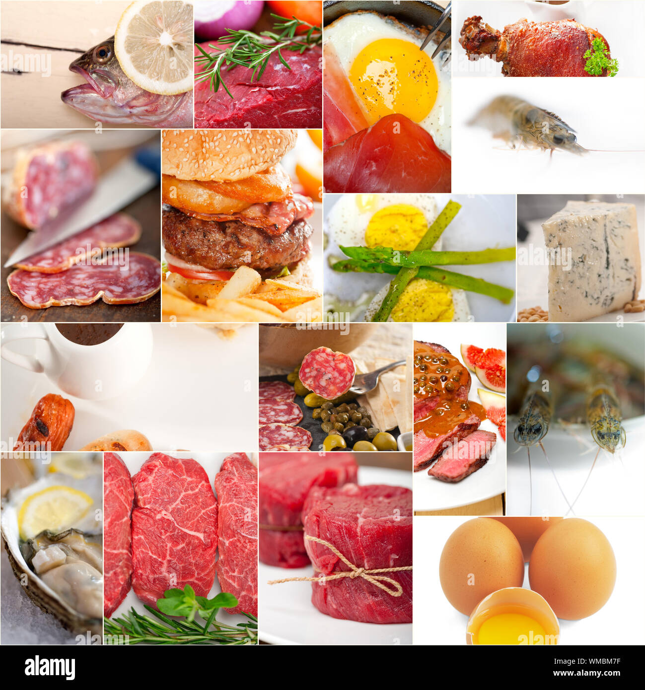 high protein food collection collage nested on white frame Stock Photo ...