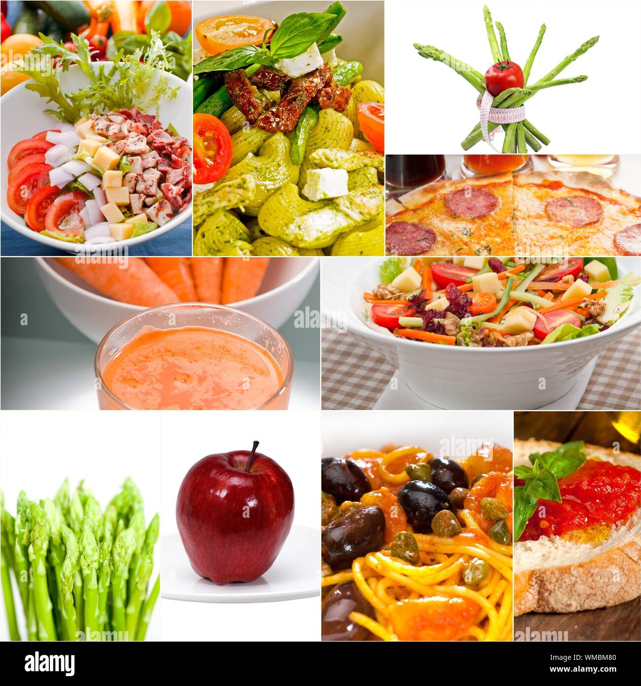 healthy Vegetarian vegan food collage nested on white frame Stock Photo ...