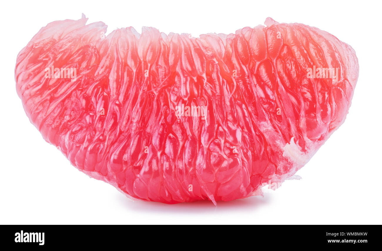 Peeled grapefruit slice isolated on white background. File contains ...