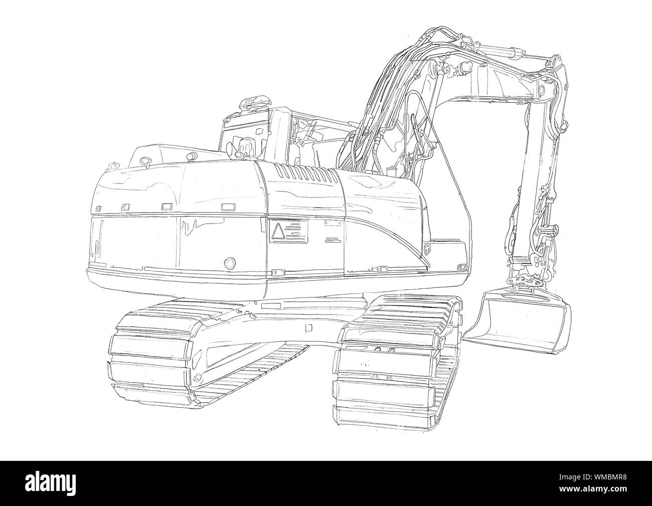 Excavator illustration isolated art drawing Stock Photo - Alamy