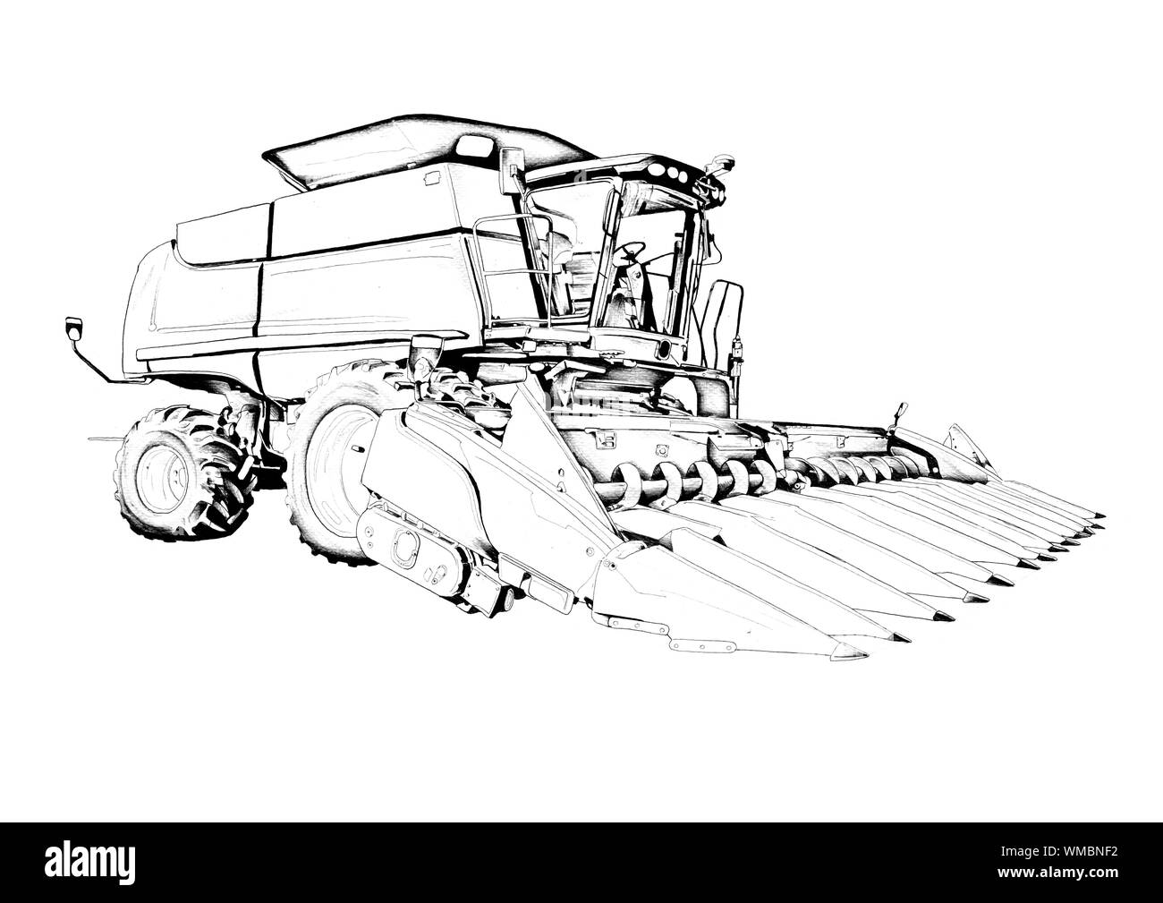 John Deere Combine Line Drawing