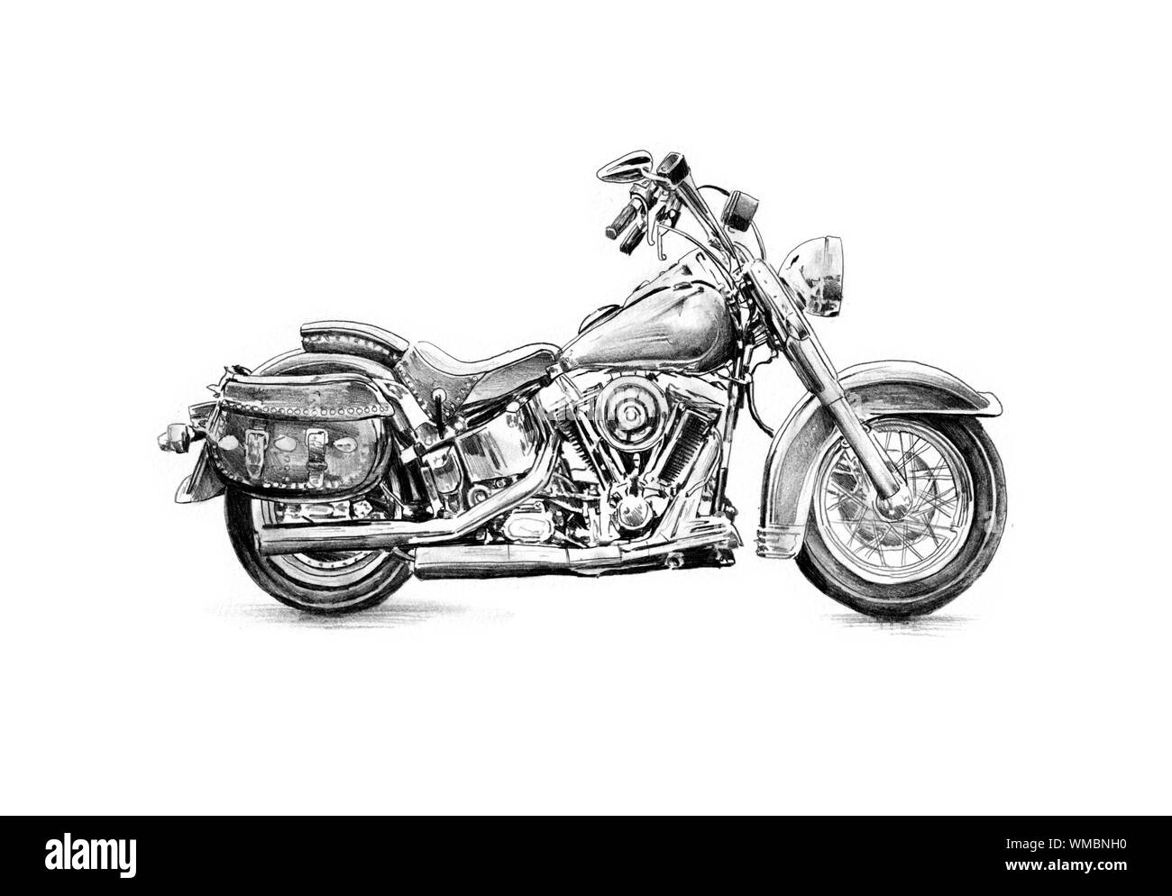 Motor cycle llustration drawing isolated art Stock Photo - Alamy
