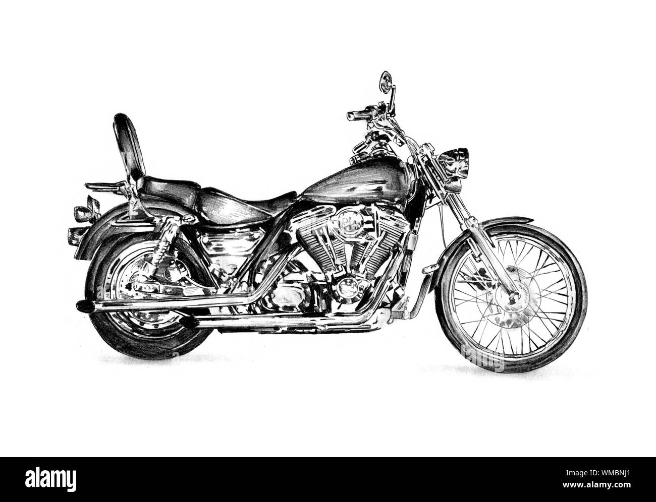 Motor cycle llustration drawing isolated art Stock Photo - Alamy
