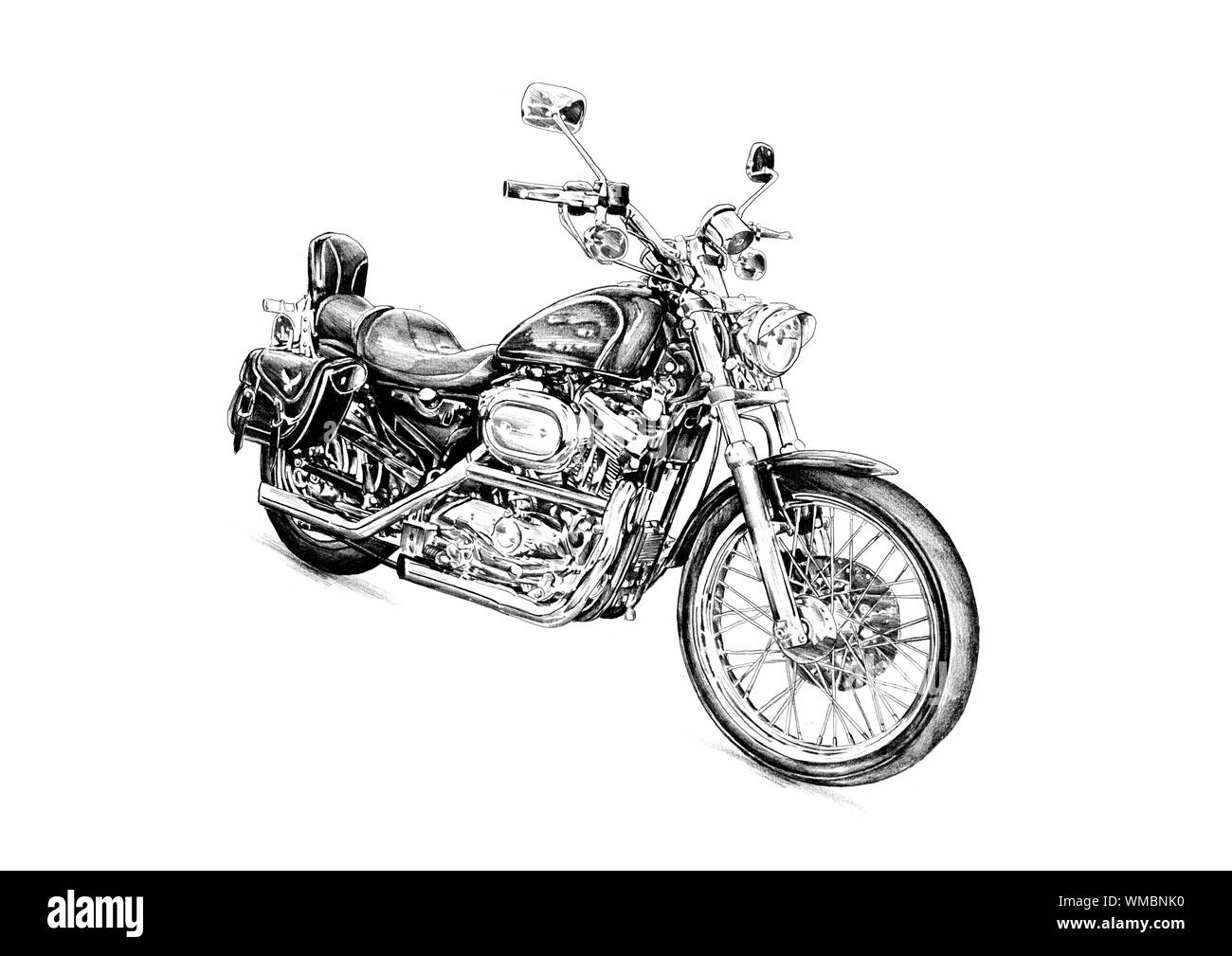 Motor cycle llustration drawing isolated art Stock Photo - Alamy