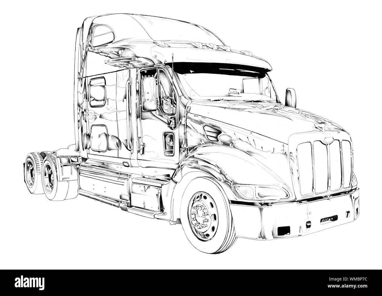 truck illustration isolated art drawing Stock Photo - Alamy