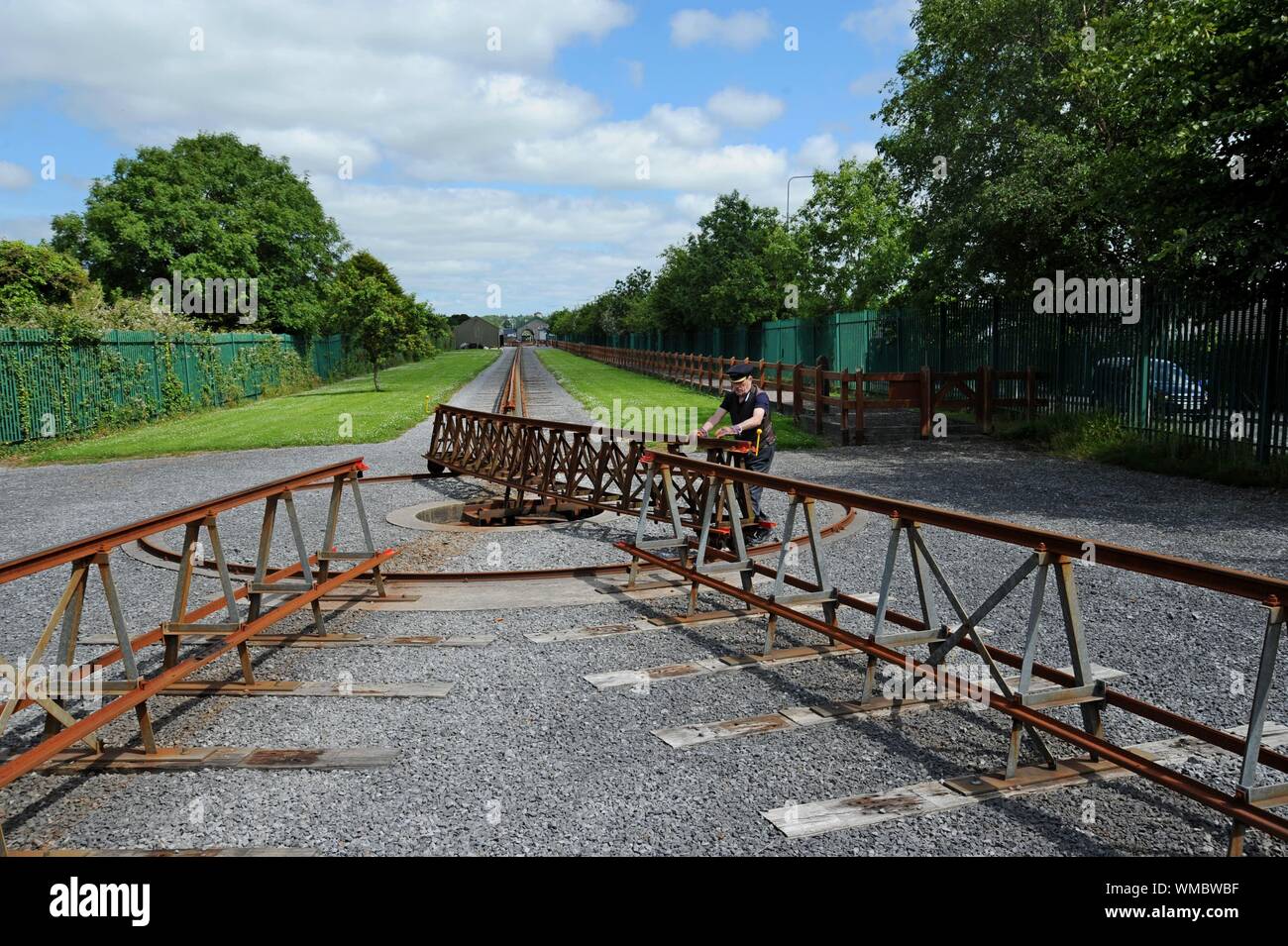 A demonstration of the turntable points at the Lartigue Monorail, a ...