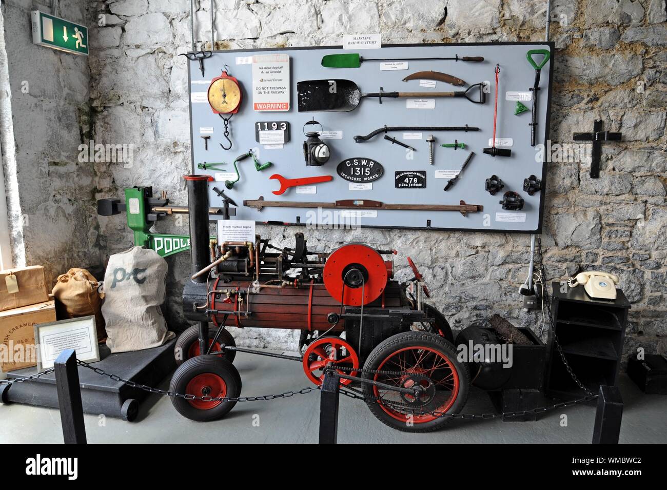 A dispplay of heritage railway items at the Lartigue Monorail museum, a ...