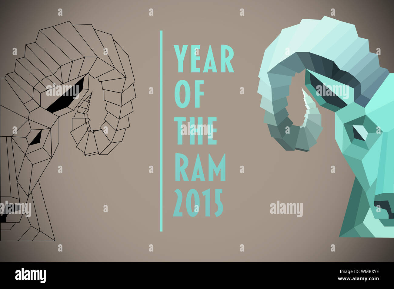 Half rams head against grey background with vignette Stock Photo - Alamy