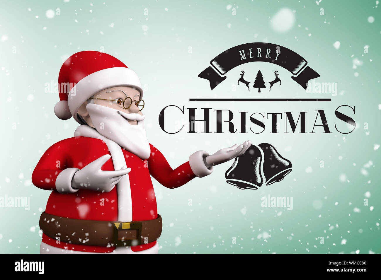 Snow falling against green vignette Stock Photo - Alamy