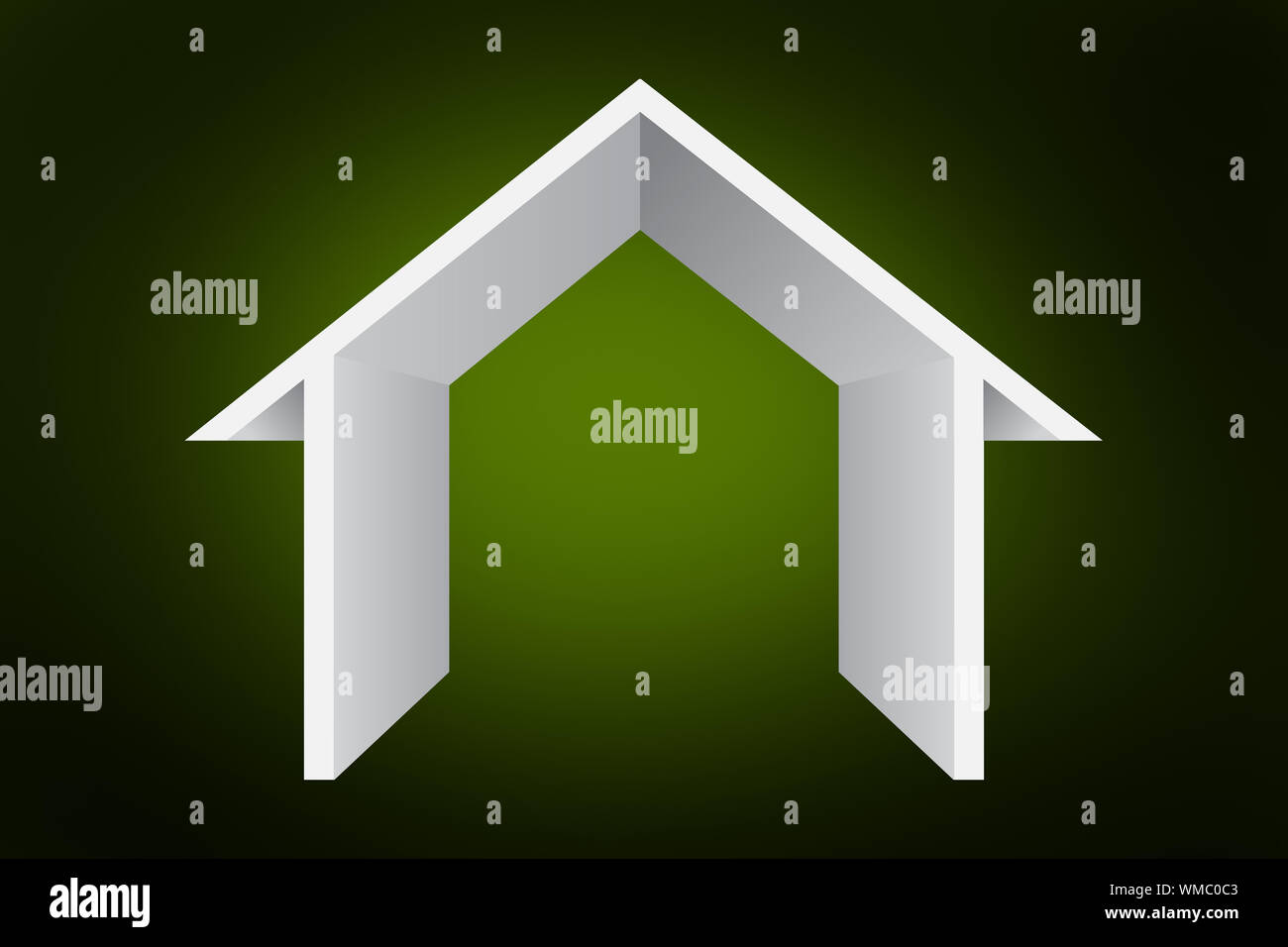 House outline against green background with vignette Stock Photo - Alamy
