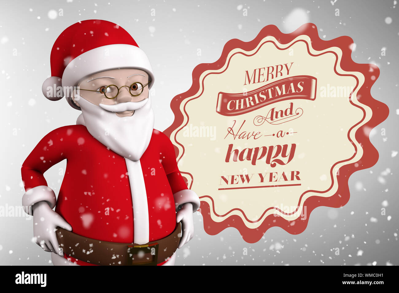 Snow falling against grey vignette Stock Photo - Alamy