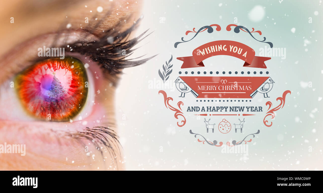 Red glowing eye looking ahead against purple vignette Stock Photo - Alamy