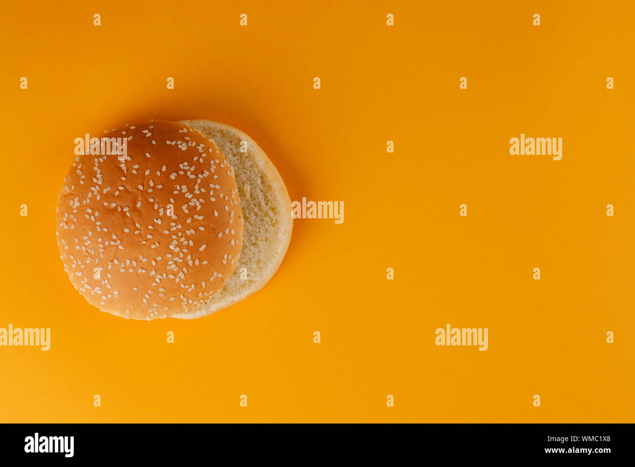 Burger bun empty isolated. American food classic round burger bread ...