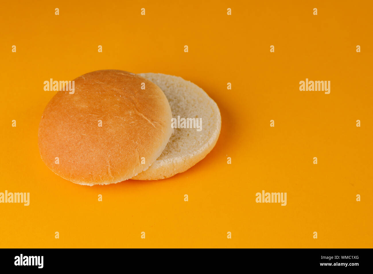 Burger bun empty isolated. American food classic round burger bread ...