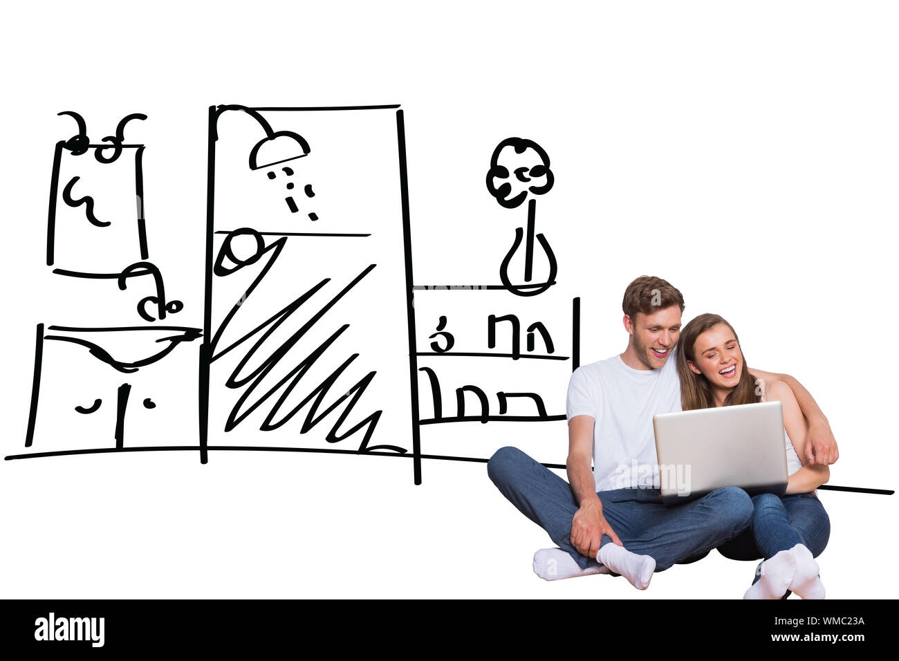Woman laptop bathroom hi-res stock photography and images - Alamy