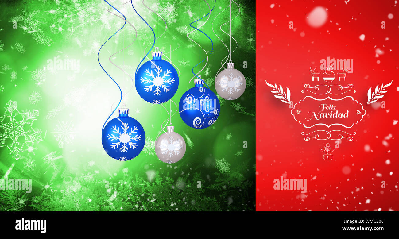 Feliz navidad text against hanging hi-res stock photography and images ...
