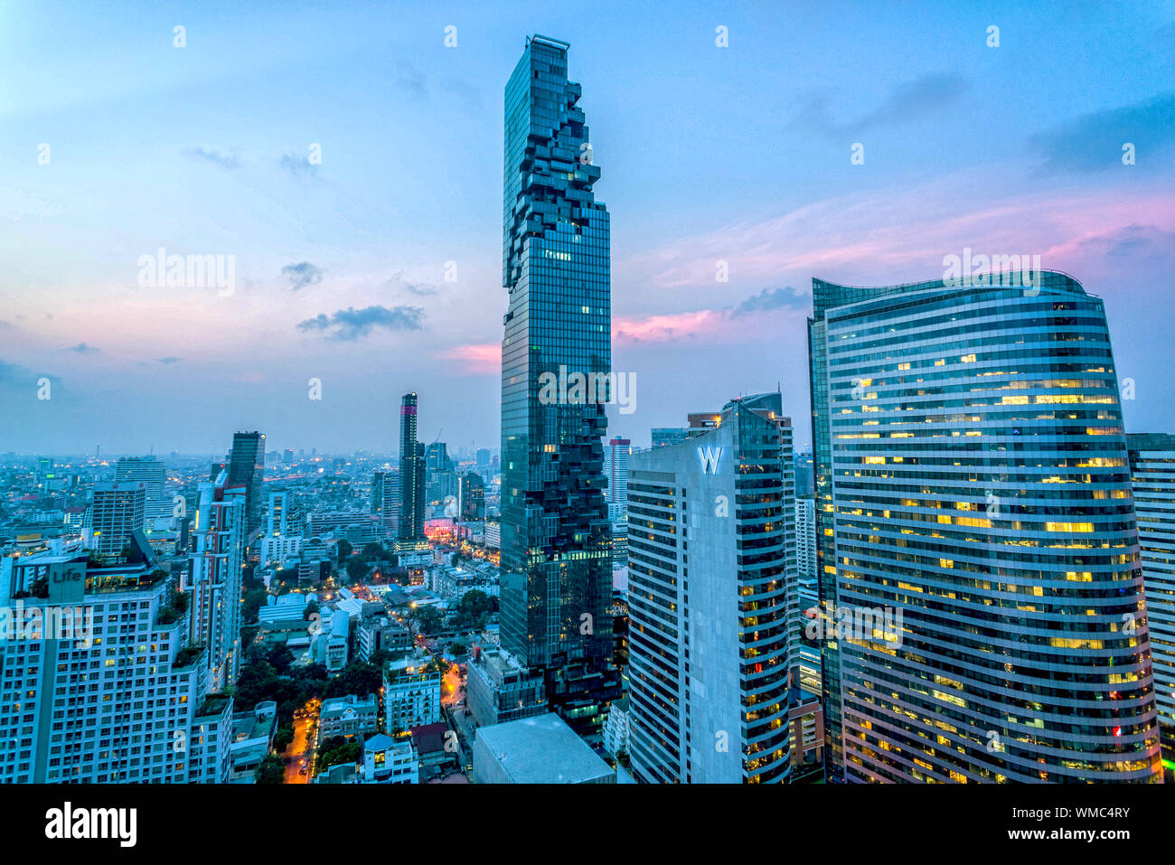 MahaNakhon Tower Hotel, Modern skyscraper in Bangkok Thailand Stock ...