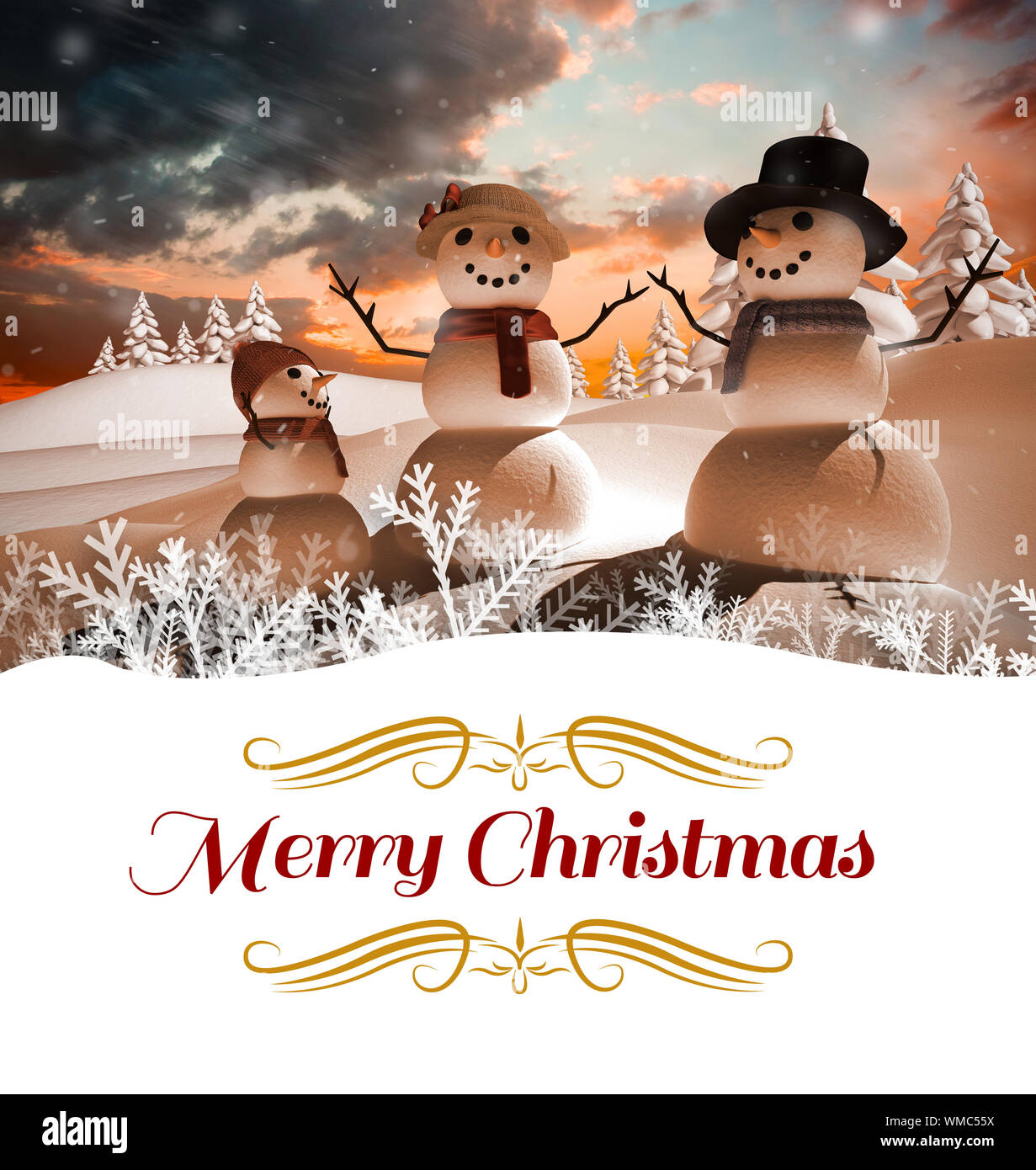 border against snow family Stock Photo - Alamy