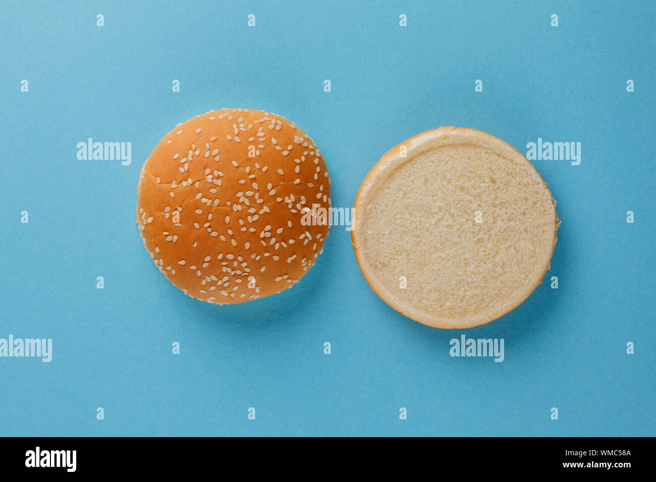 Burger bun empty isolated. American food classic round burger bread ...