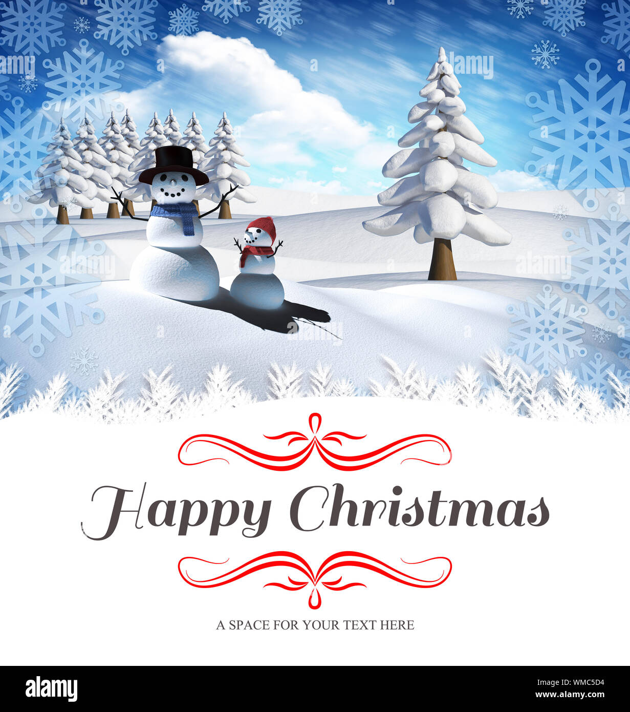 border against snow man family Stock Photo - Alamy