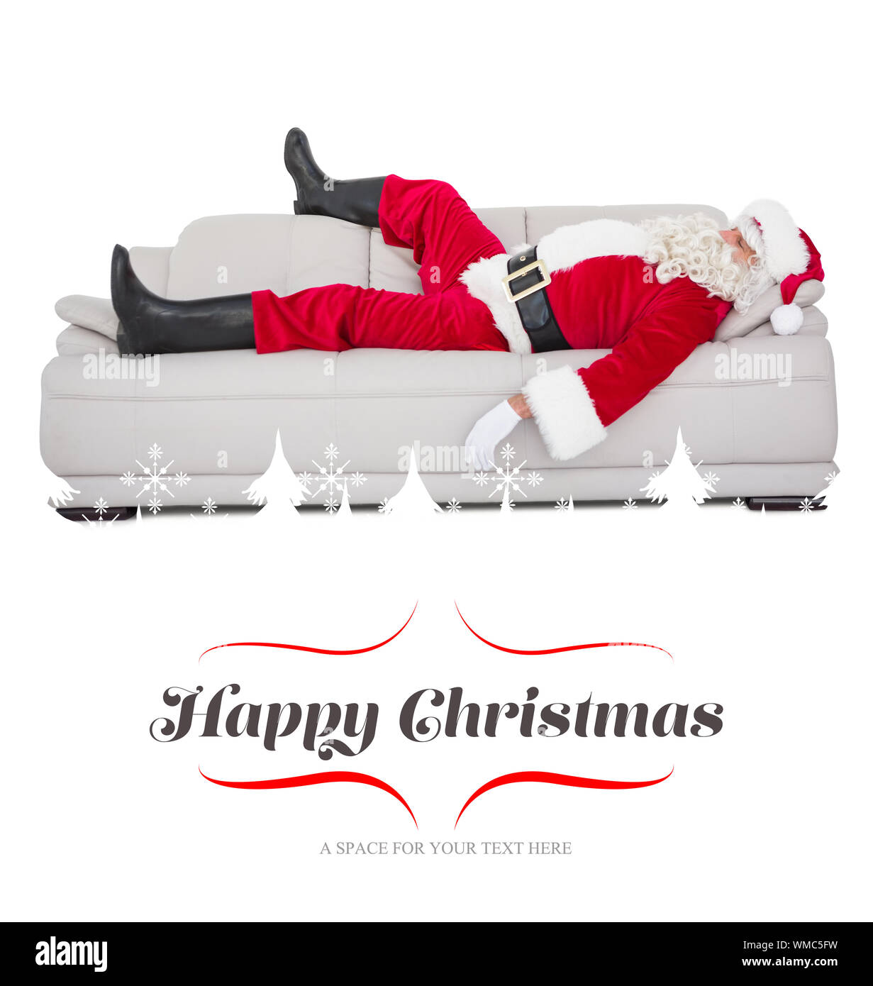 Santa claus sleeping on the couch against border Stock Photo - Alamy