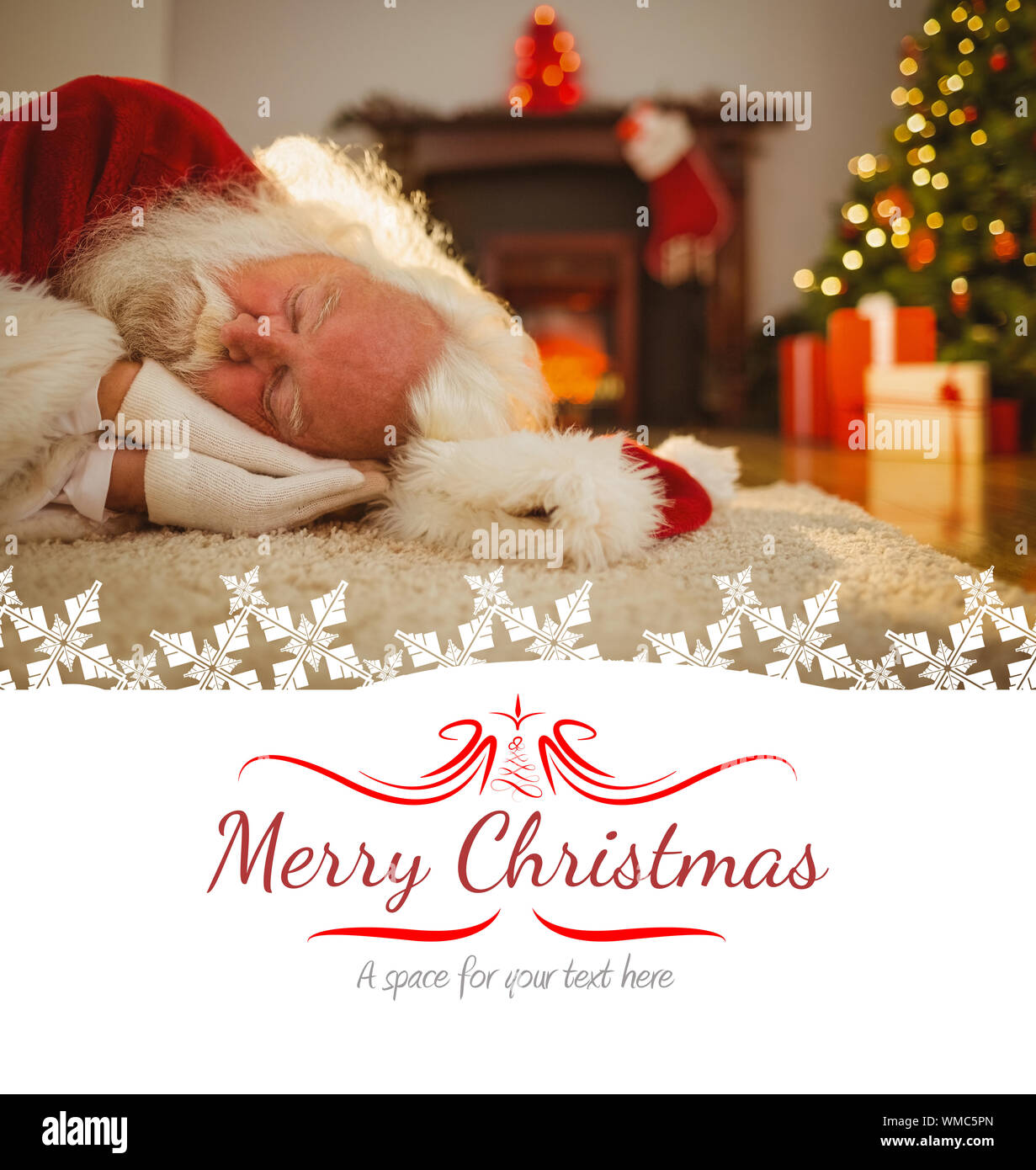 Santa claus resting on the rug against border Stock Photo - Alamy