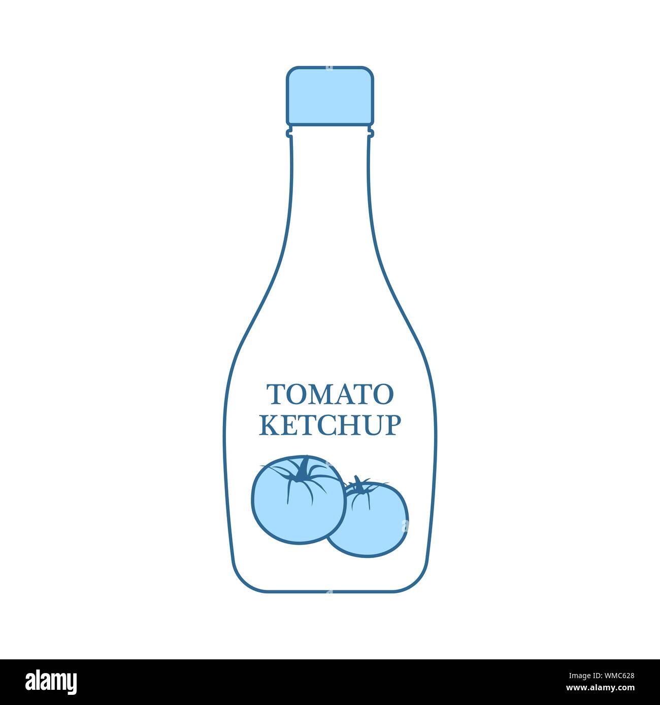 Tomato Ketchup Icon. Thin Line With Blue Fill Design. Vector ...