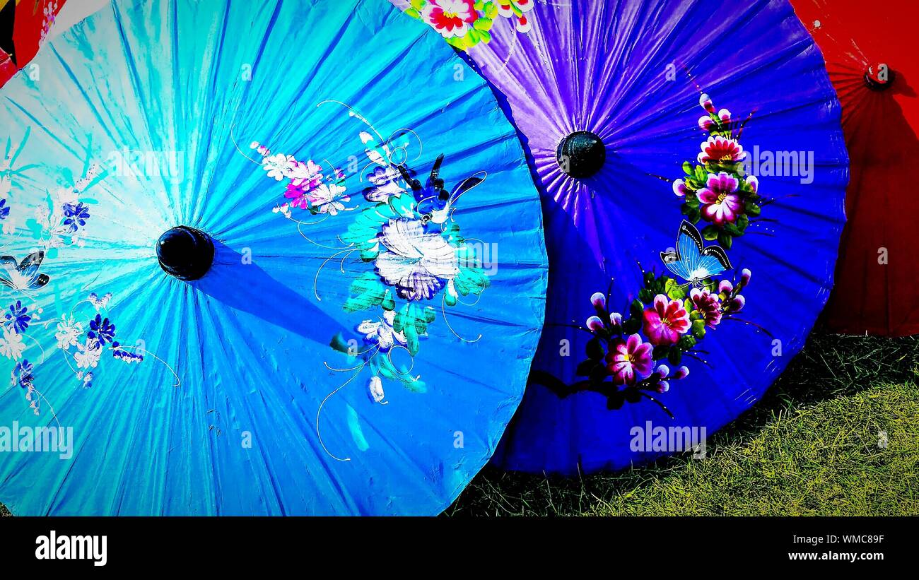 Group with parasols hi-res stock photography and images - Alamy