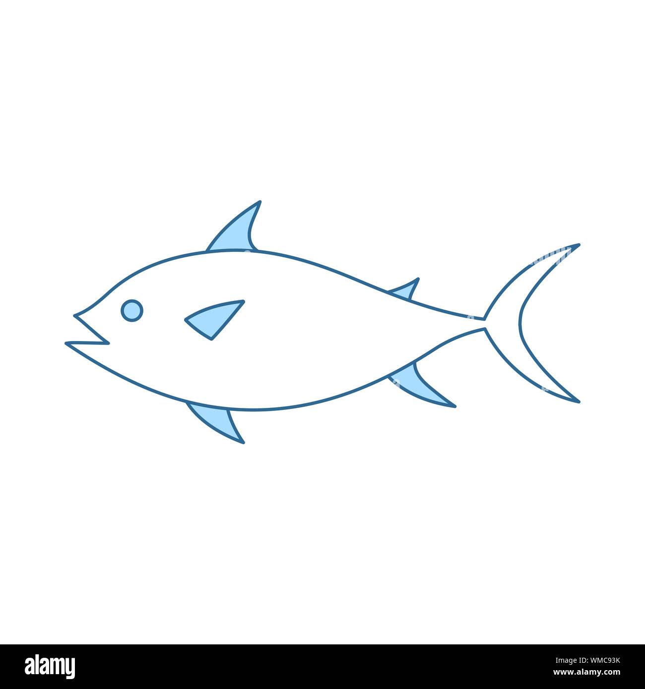 Fish Icon. Thin Line With Blue Fill Design. Vector Illustration Stock ...