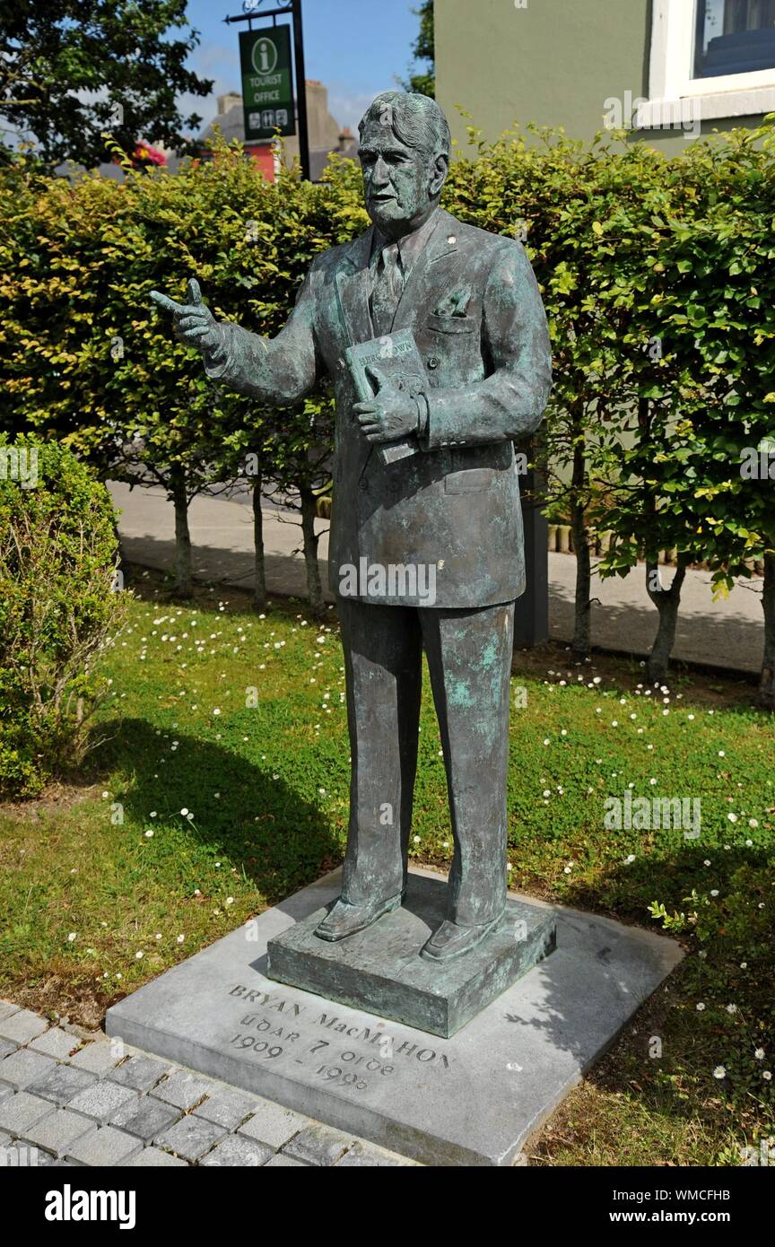 A statue of Bryand MacMahon, the famous Irish author and playwright ...