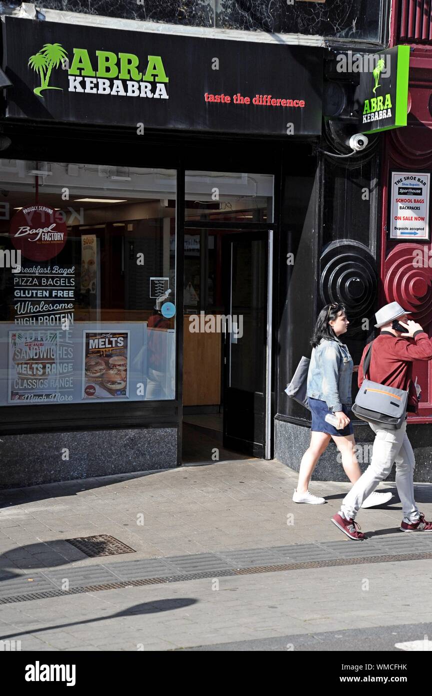 The shopfront of Abra Kebabra, a kebab shop in Tralee, Ireland Stock ...