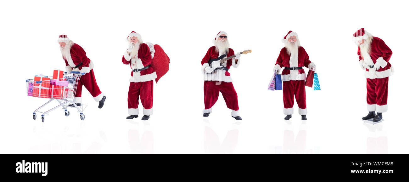 Composite image of different santas on white background Stock Photo - Alamy