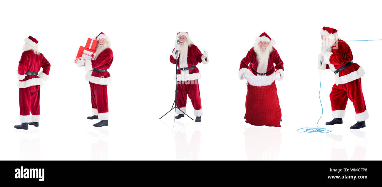 Composite image of different santas on white background Stock Photo - Alamy