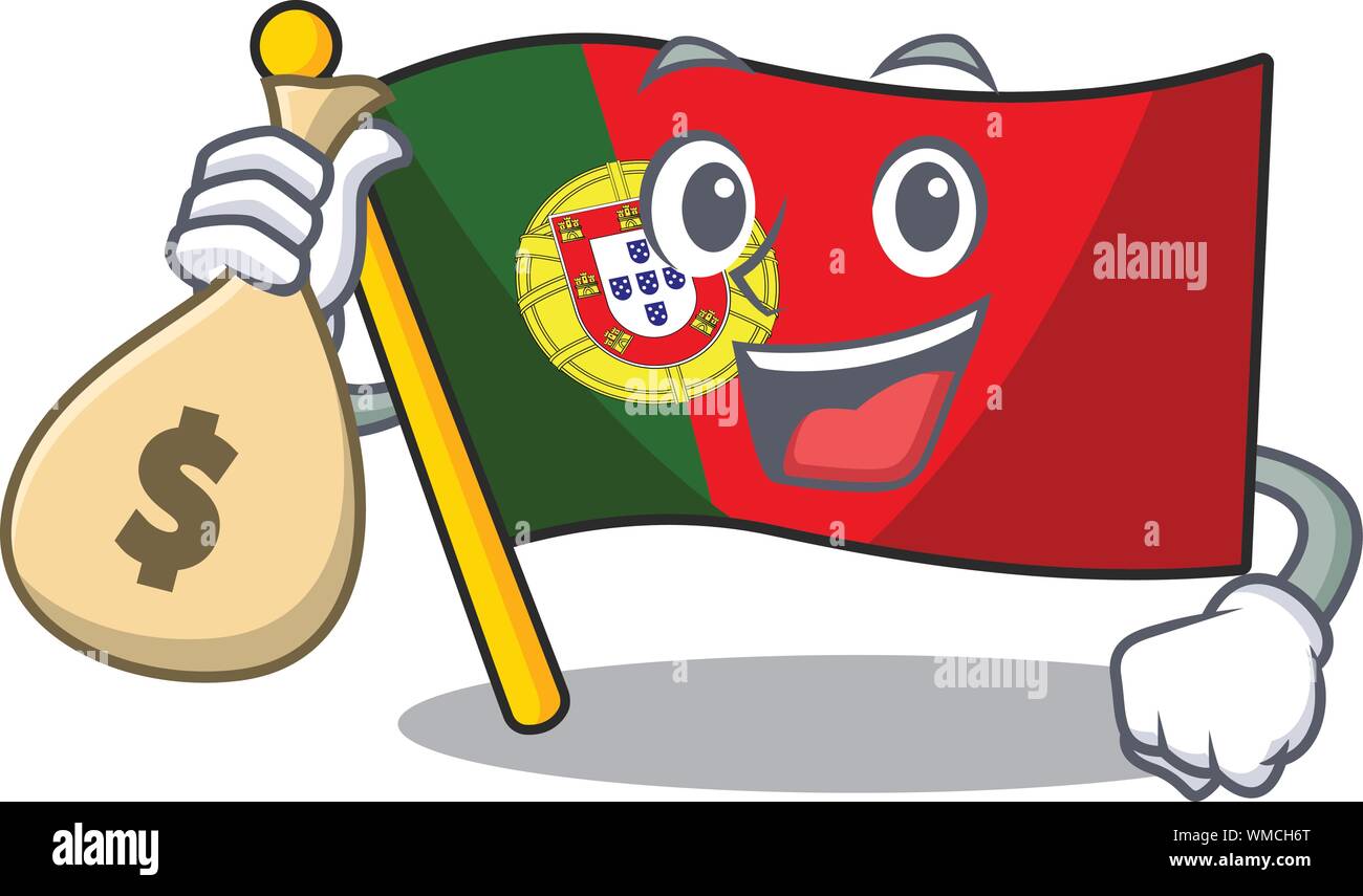 With money bag flag portugal character in shape cartoon Stock Vector ...