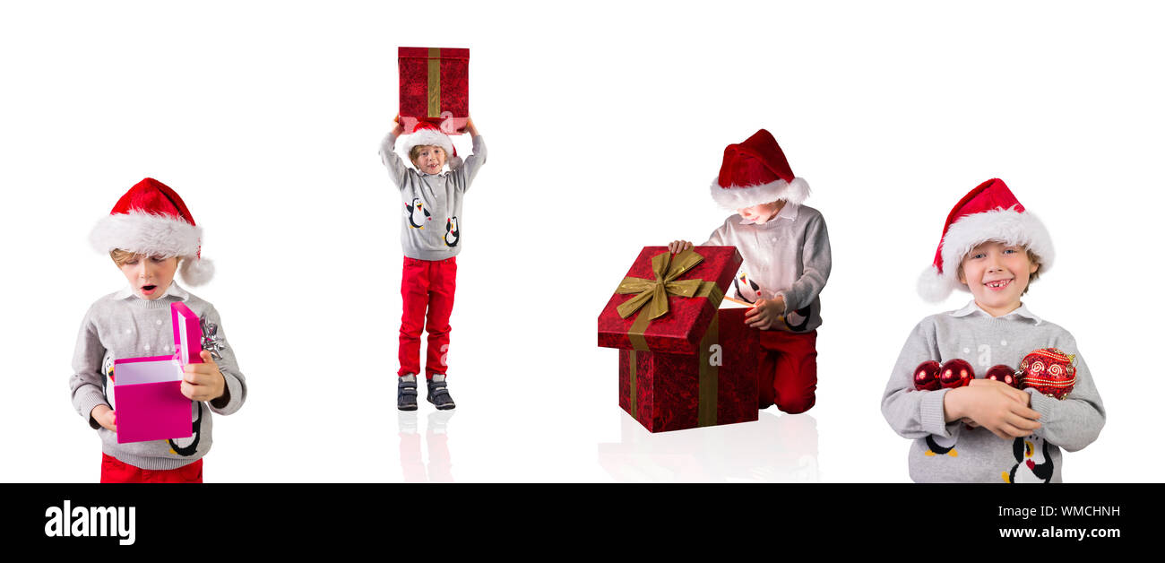Composite image of different festive boys on white background Stock ...