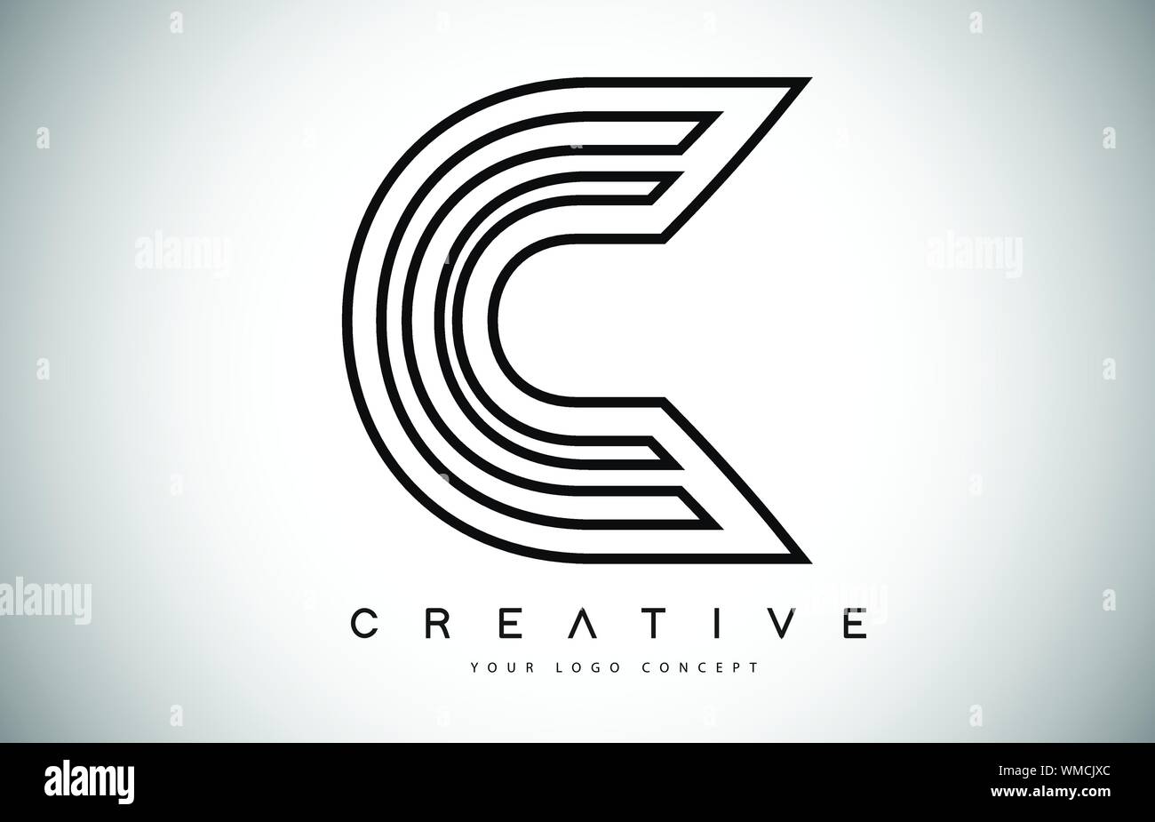 C Letter Logo Monogram Design. Creative C Letter Icon with Black Lines ...