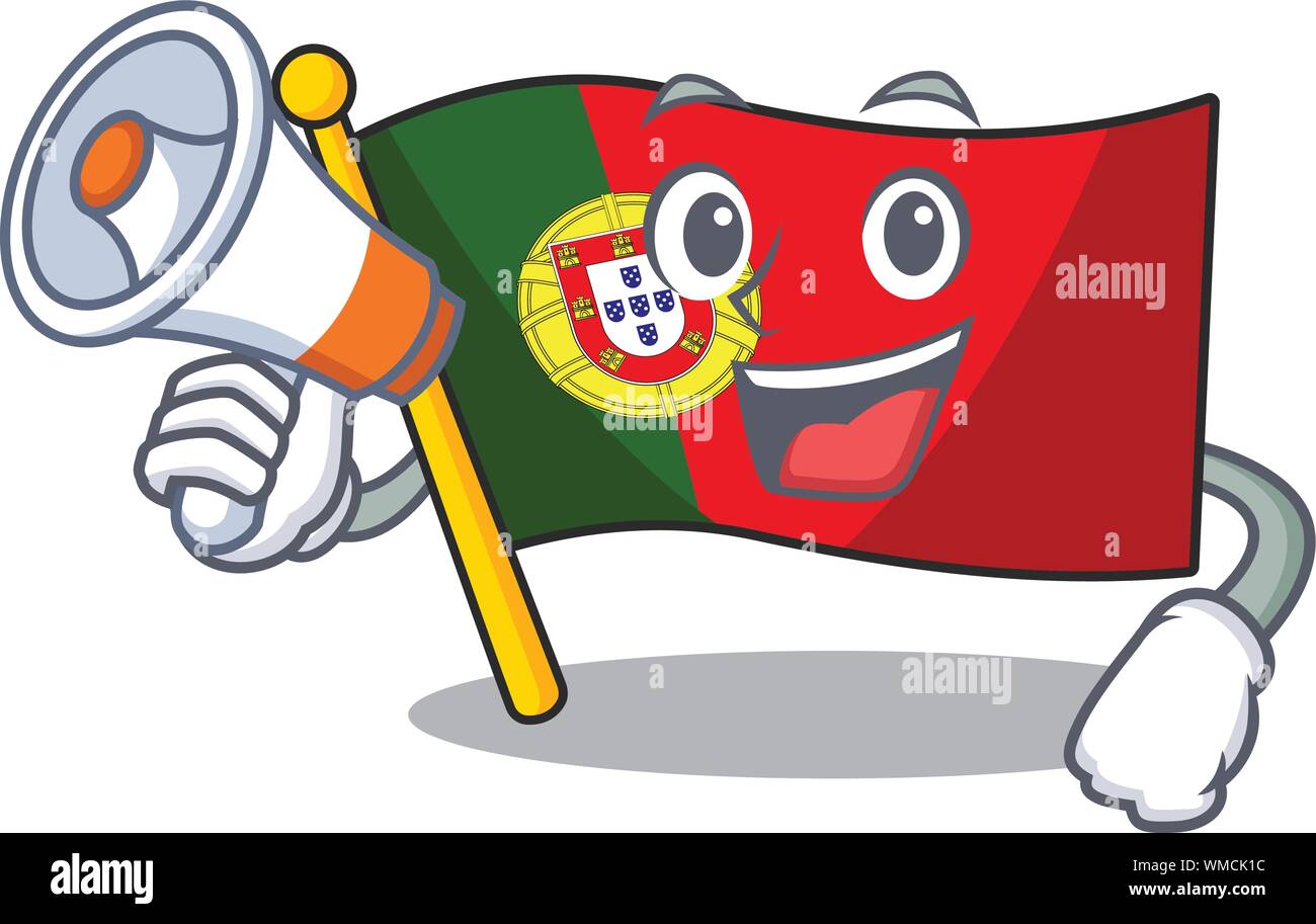 With megaphone flag portugal character in shape cartoon Stock Vector ...