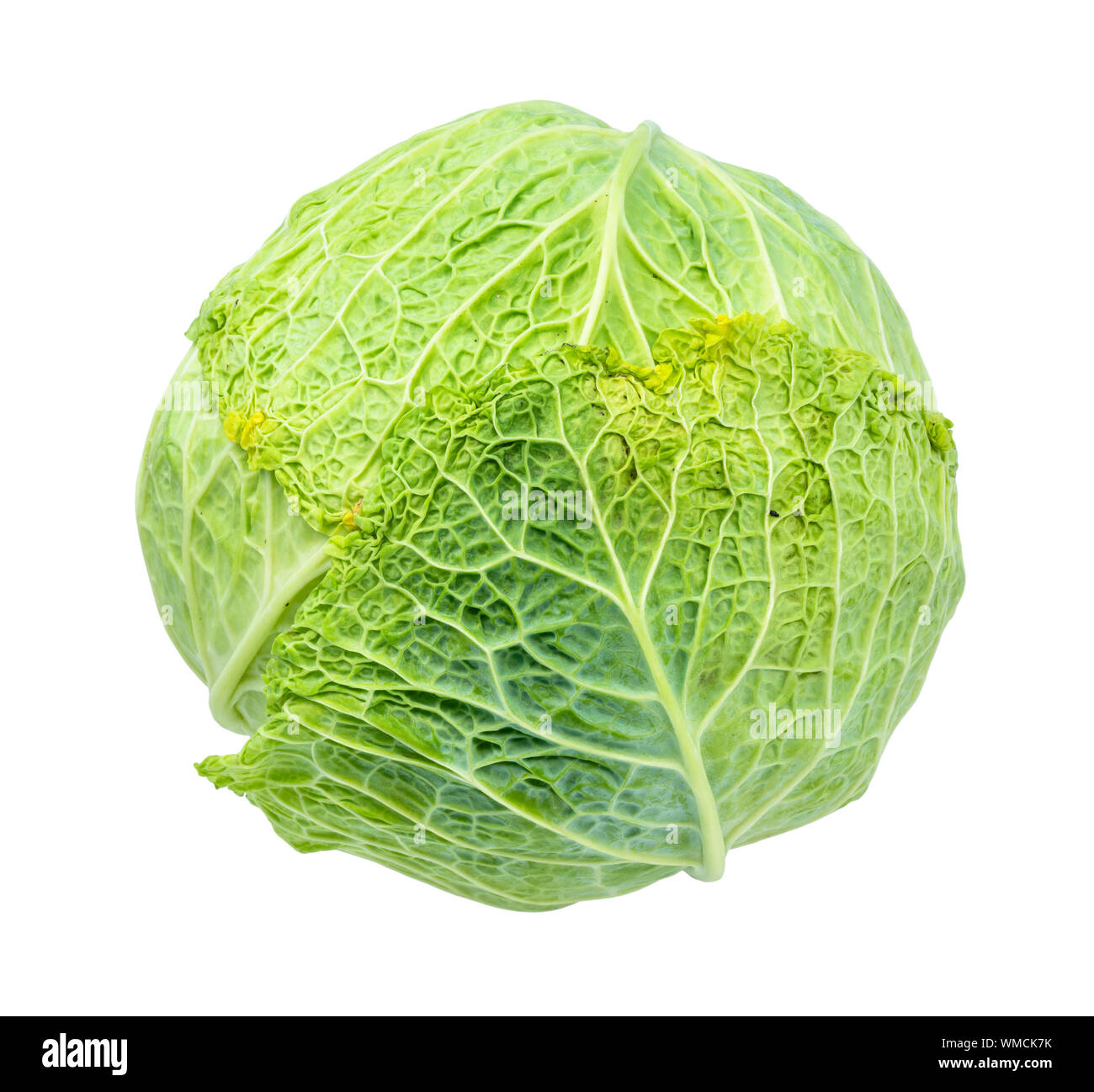 green savoy cabbage cut out on white background Stock Photo - Alamy
