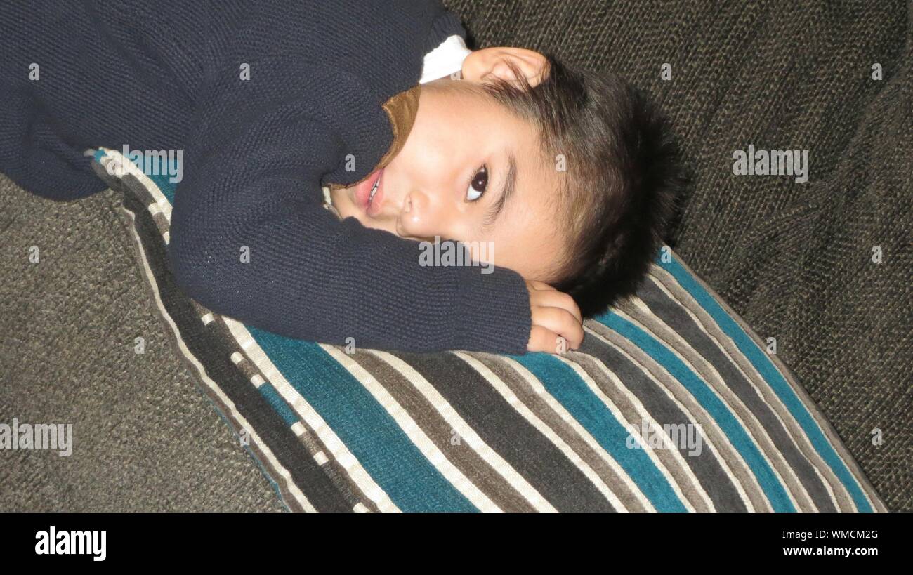 Boy relaxing home caucasian hi-res stock photography and images - Alamy