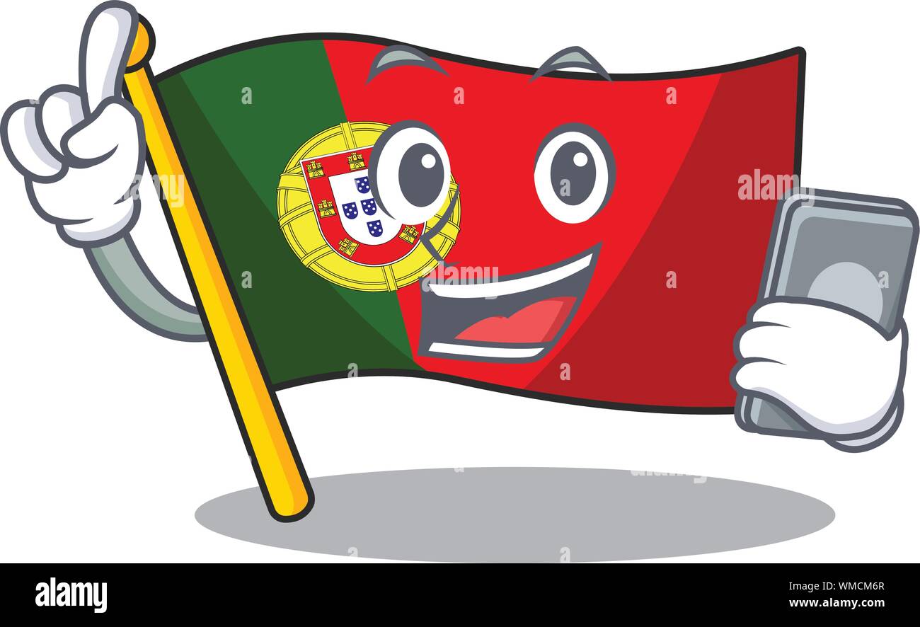 With phone flag portugal character in shape cartoon Stock Vector Image ...