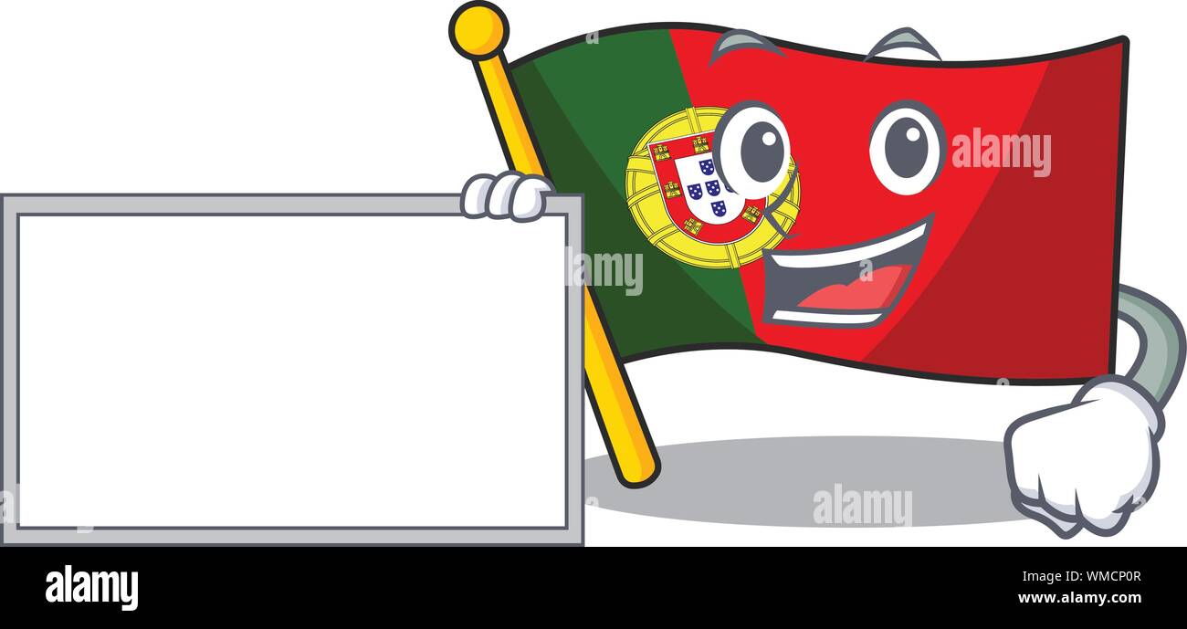 With board flag portugal character in shape cartoon Stock Vector Image ...